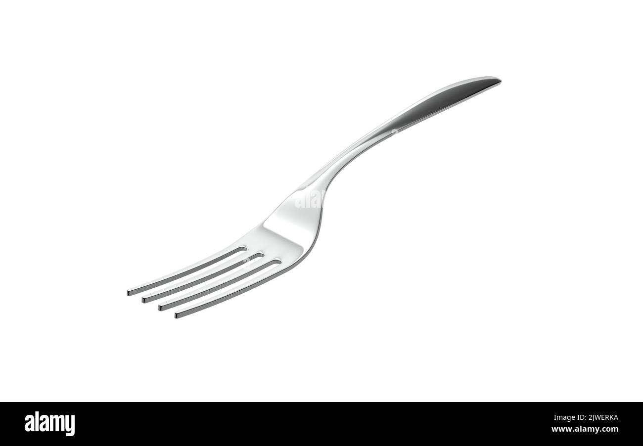 Silver fork isolated on white. 3d illustration. Single object Stock ...