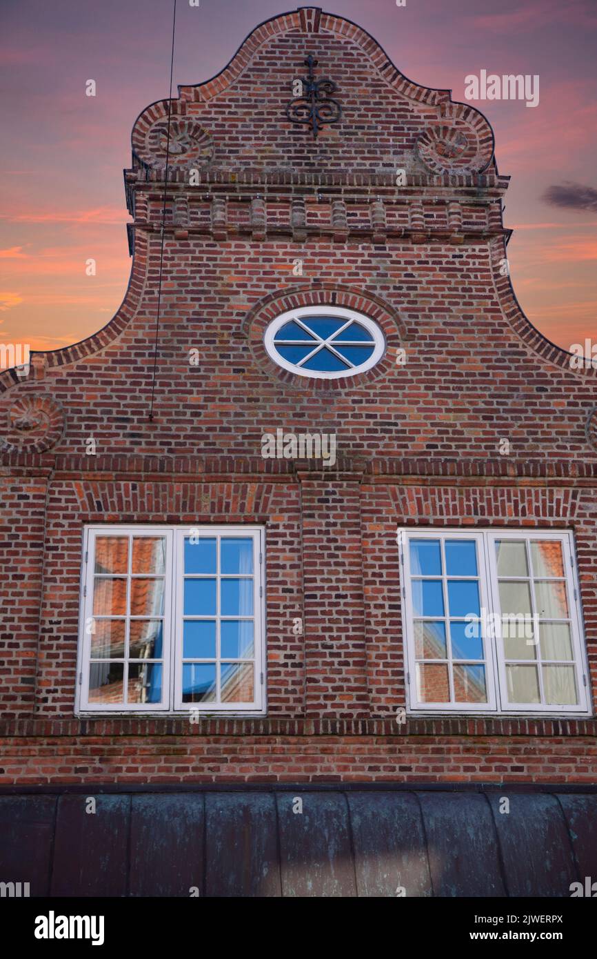 Windows of Old houses in the streets of Tønder jytland in Denmark Stock ...