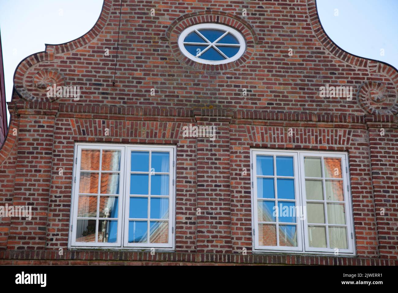 Windows of Old houses in the streets of Tønder jytland in Denmark Stock ...