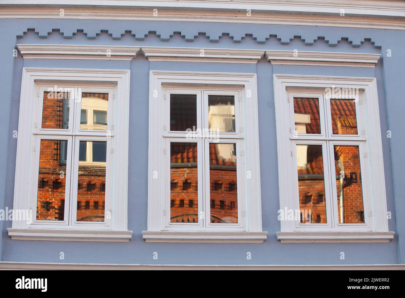 Windows of Old houses in the streets of Tønder jytland in Denmark Stock ...