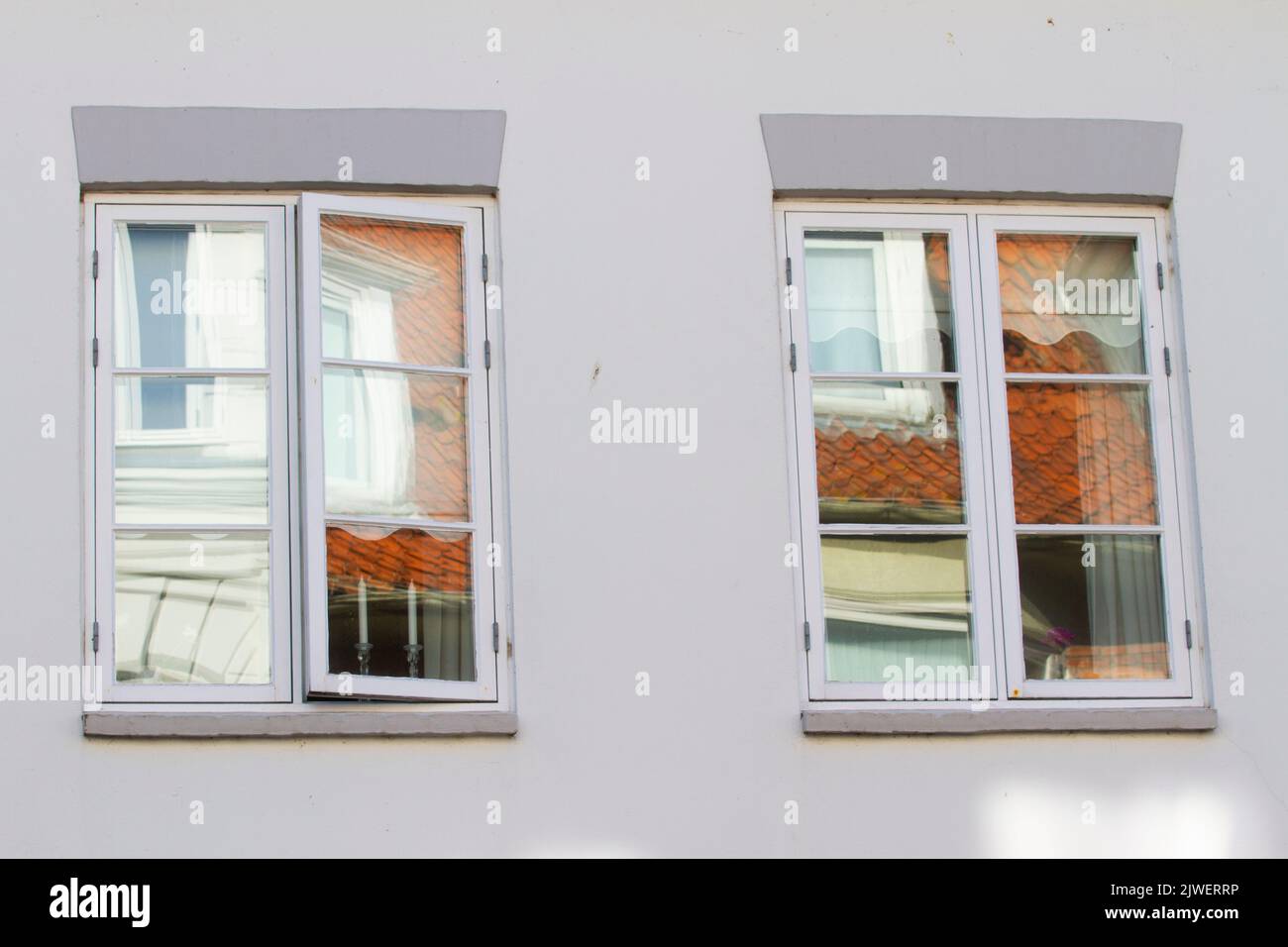 Windows of Old houses in the streets of Tønder jytland in Denmark Stock ...