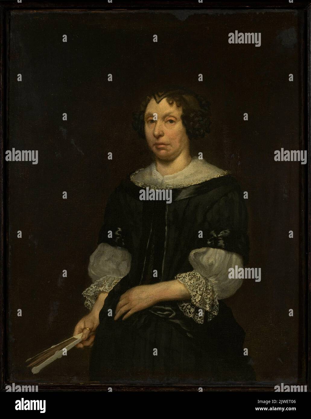 Portrait of a lady with a folding fan. Oever, Hendrick ten (1639-1716 ...