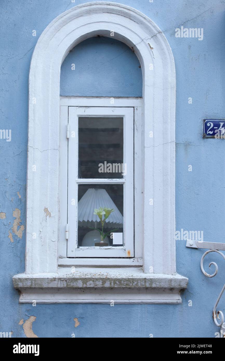 Windows of Old houses in the streets of Tønder jytland in Denmark Stock ...