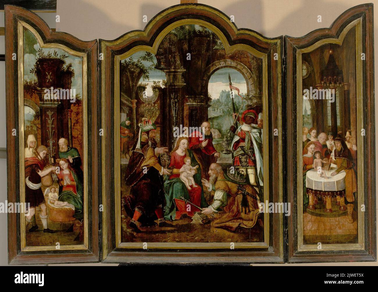 Triptych: Adoration of the Magi, Adoration of the Shepherds, Circumcision. nieznany malarz ...