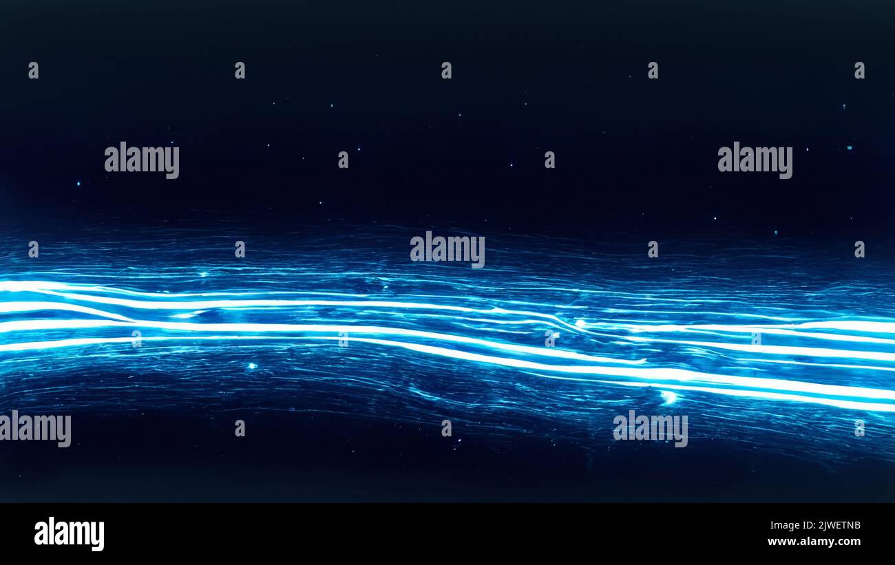 Abstract water and light lines on dark blue neon background Stock Photo ...