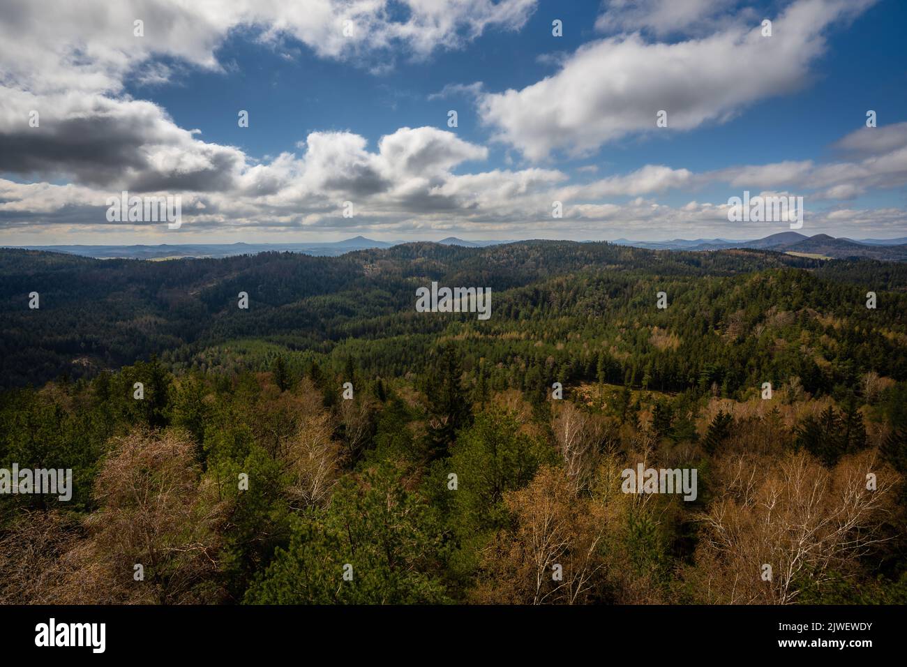 Great view to the amazing and deep forests on the northern Bohemia ...