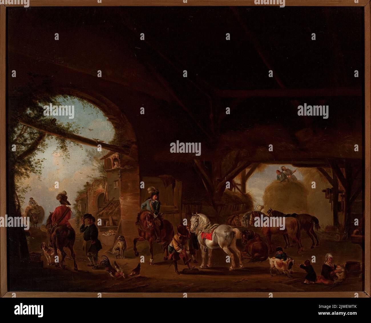 Genre scene at the farm. Wouwerman, Philips (1619-1668), painter Stock ...