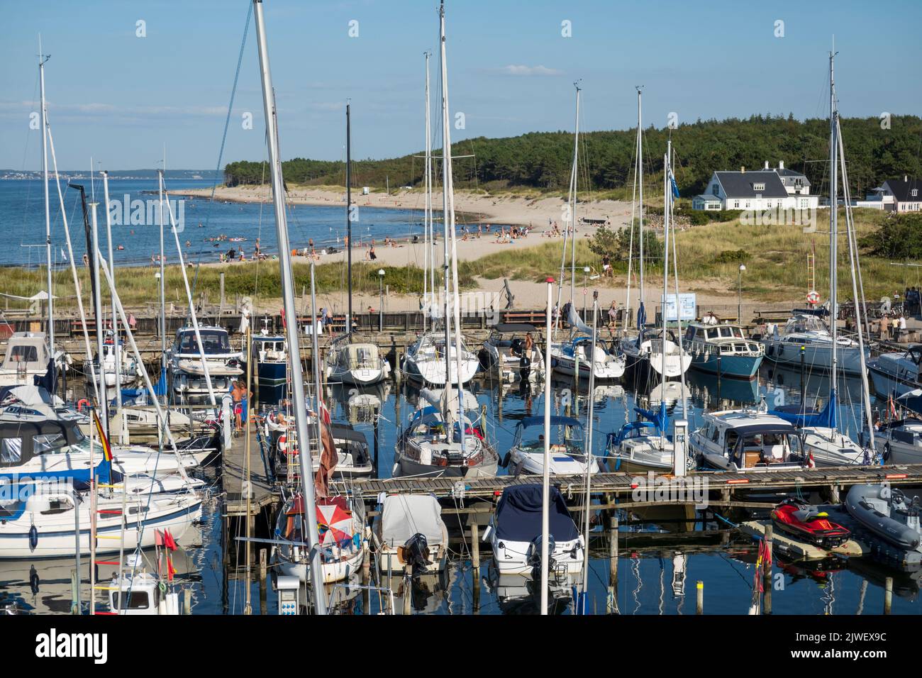 Hornbaek yacht marina in summer, Hornbaek, Zealand, Denmark, Europe ...