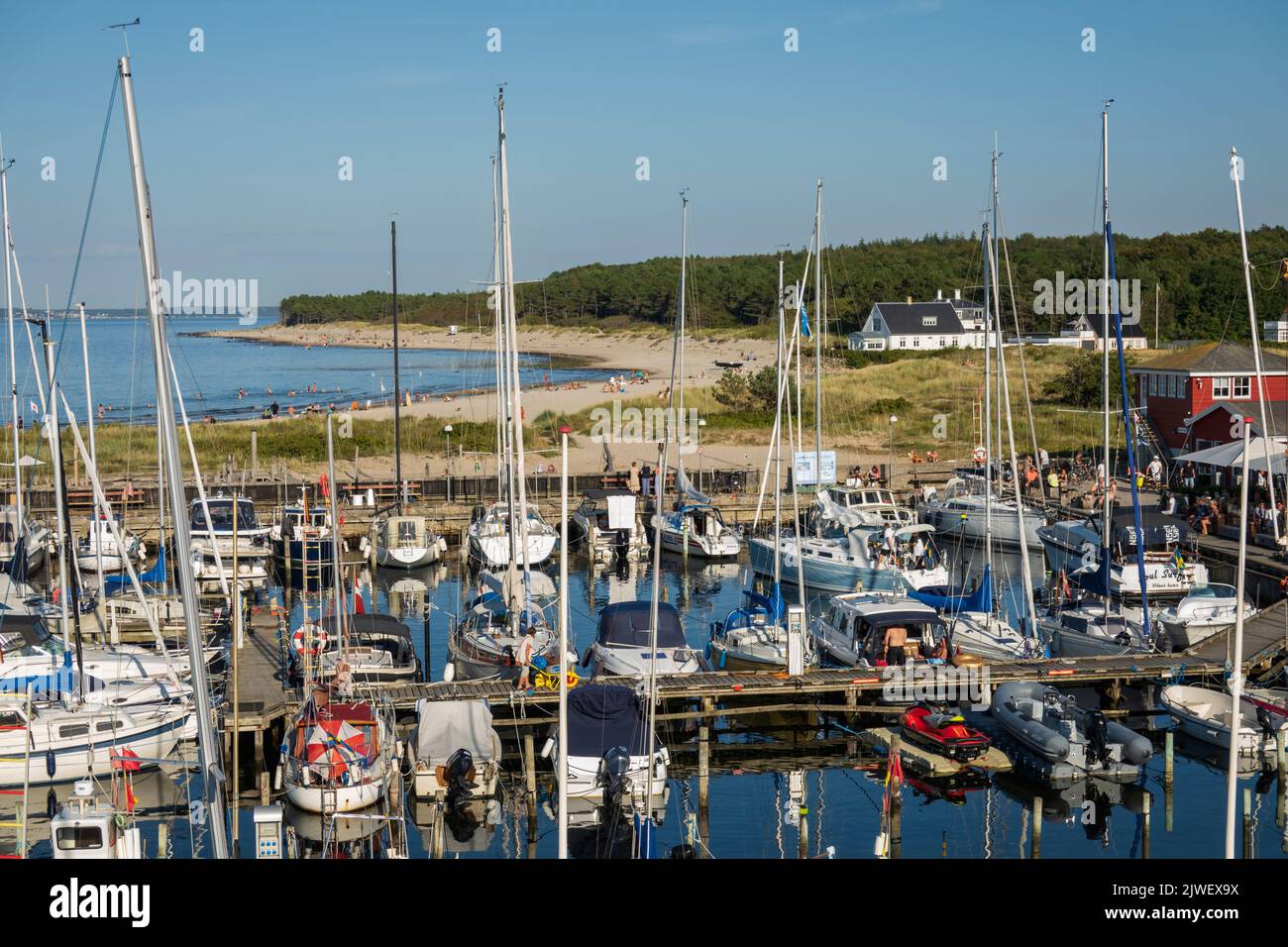 Hornbaek yacht marina in summer, Hornbaek, Zealand, Denmark, Europe ...