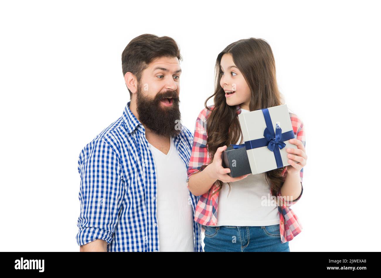 What a pleasant surprise. Father surprise child with special souvenir ...