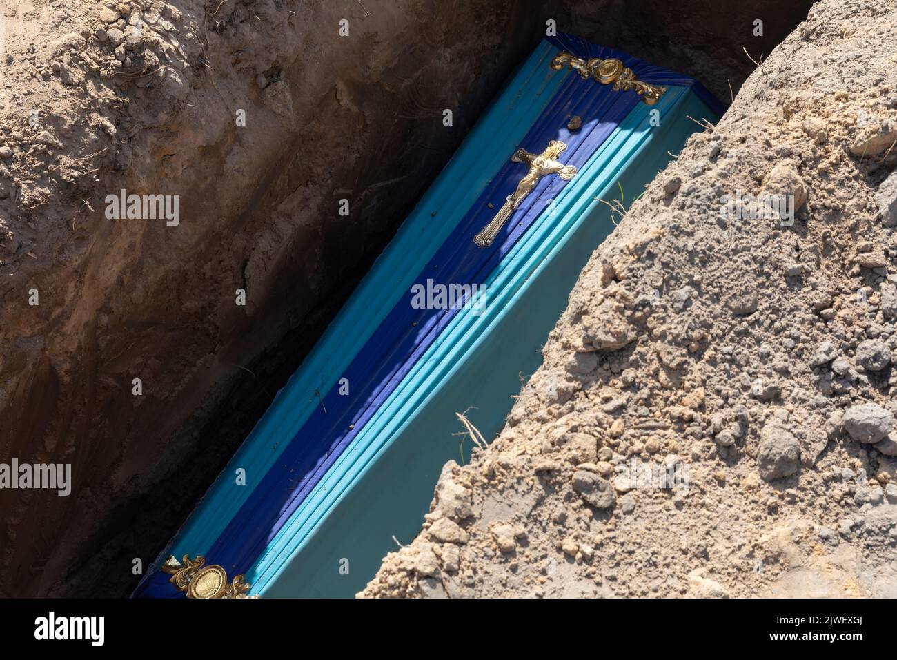 A coffin with the body of an unidentified victim of Russian aggression ...