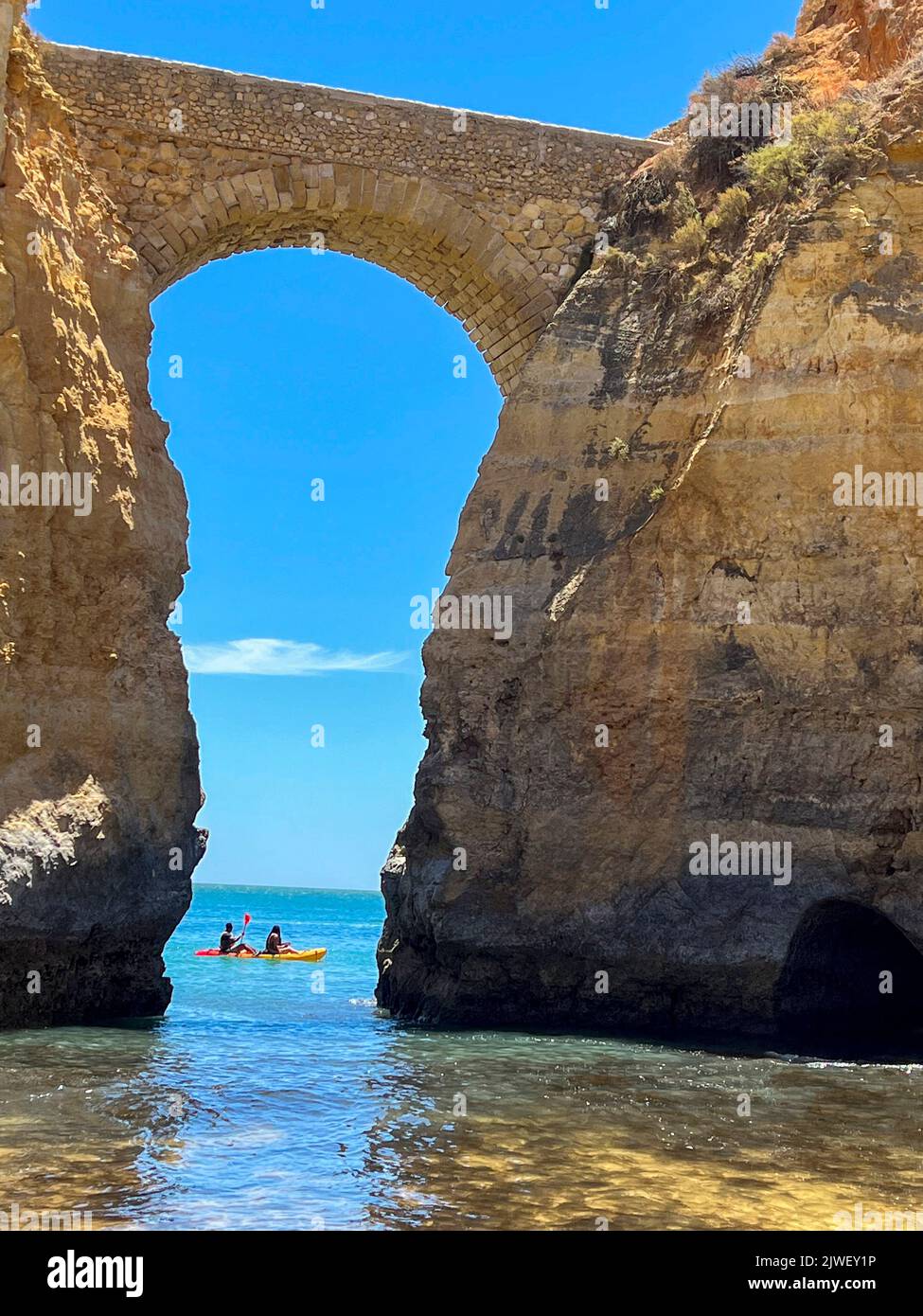 Roman Bridge in the Students Beach, Lagos - Algarve, Portugal Stock ...