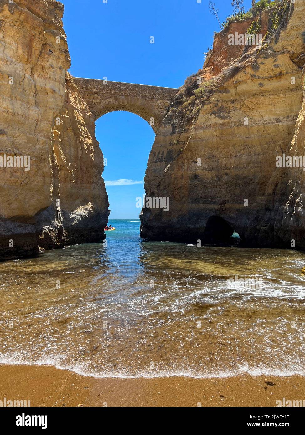 Roman Bridge in the Students Beach, Lagos - Algarve, Portugal Stock ...