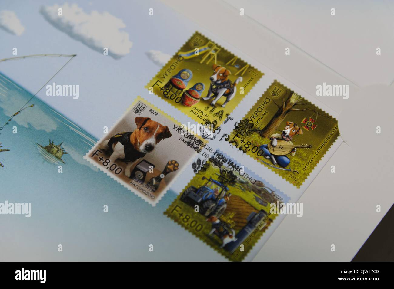 Presentation of a new postal stamps depicting a dog-sapper named Patron ...