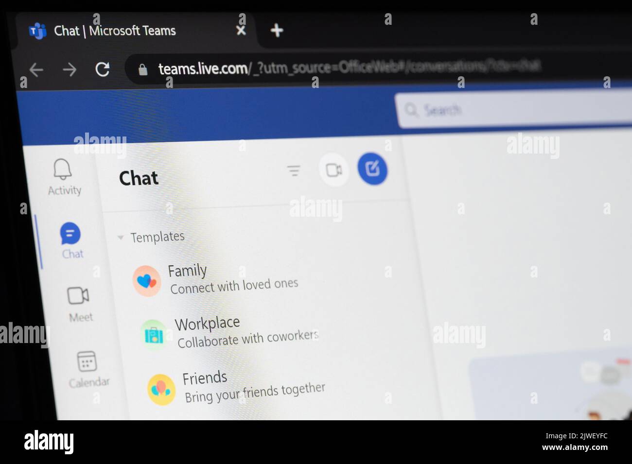New york, USA - september 1, 2022: Chating in Microsoft team app on ...