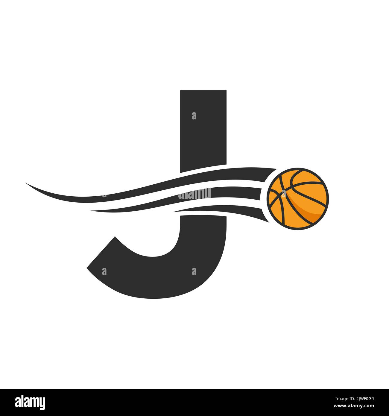 Letter J Basket Ball Logo Design For Basket Club Symbol Vector Template ...