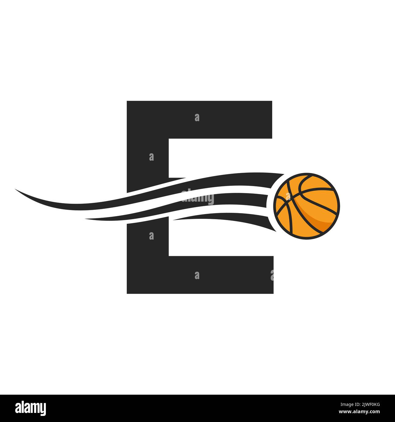 Letter E Basket Ball Logo Design For Basket Club Symbol Vector Template ...