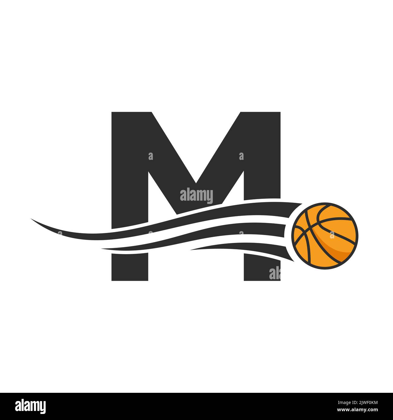 Letter M Basket Ball Logo Design For Basket Club Symbol Vector Template ...