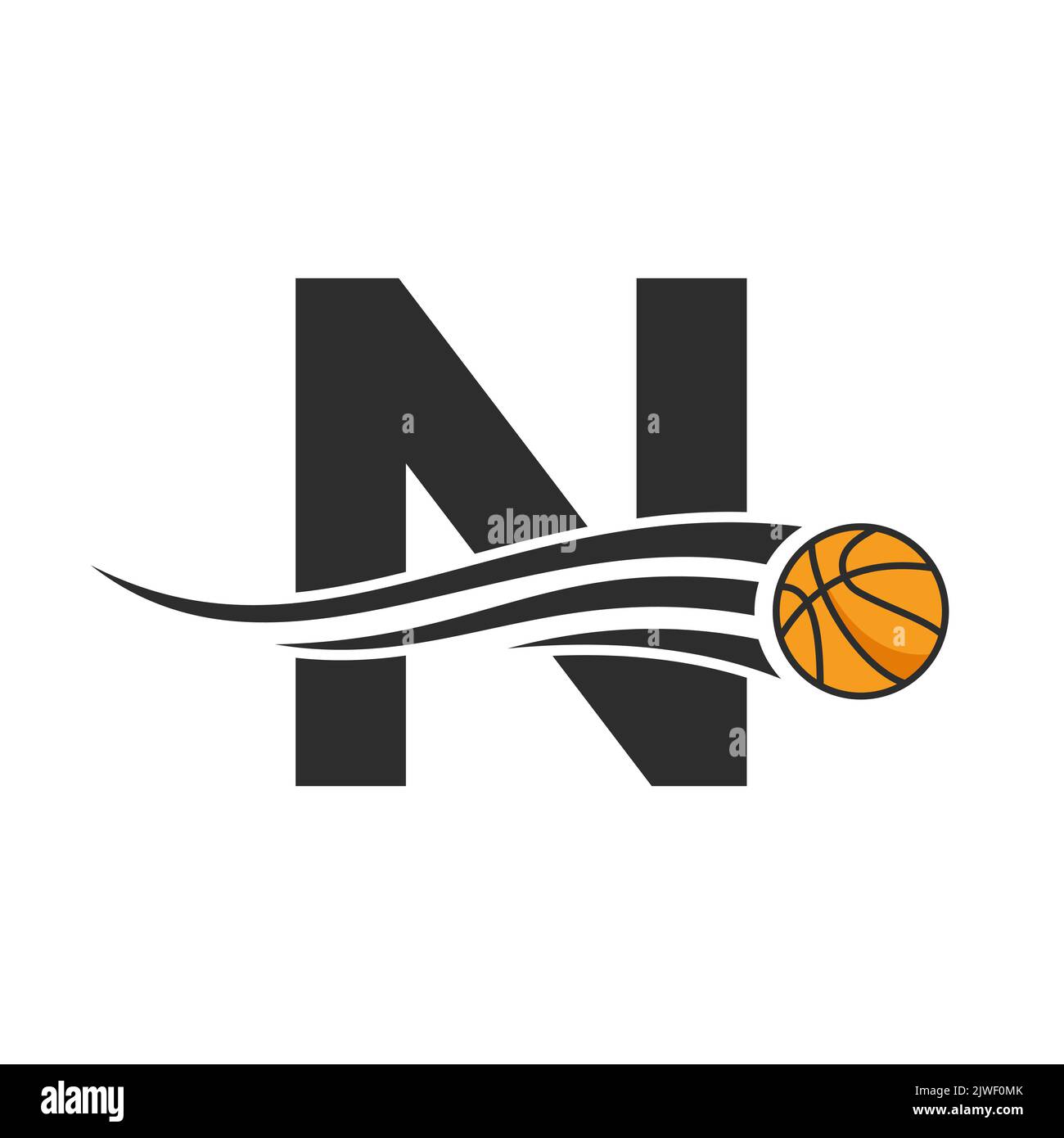Letter N Basket Ball Logo Design For Basket Club Symbol Vector Template ...