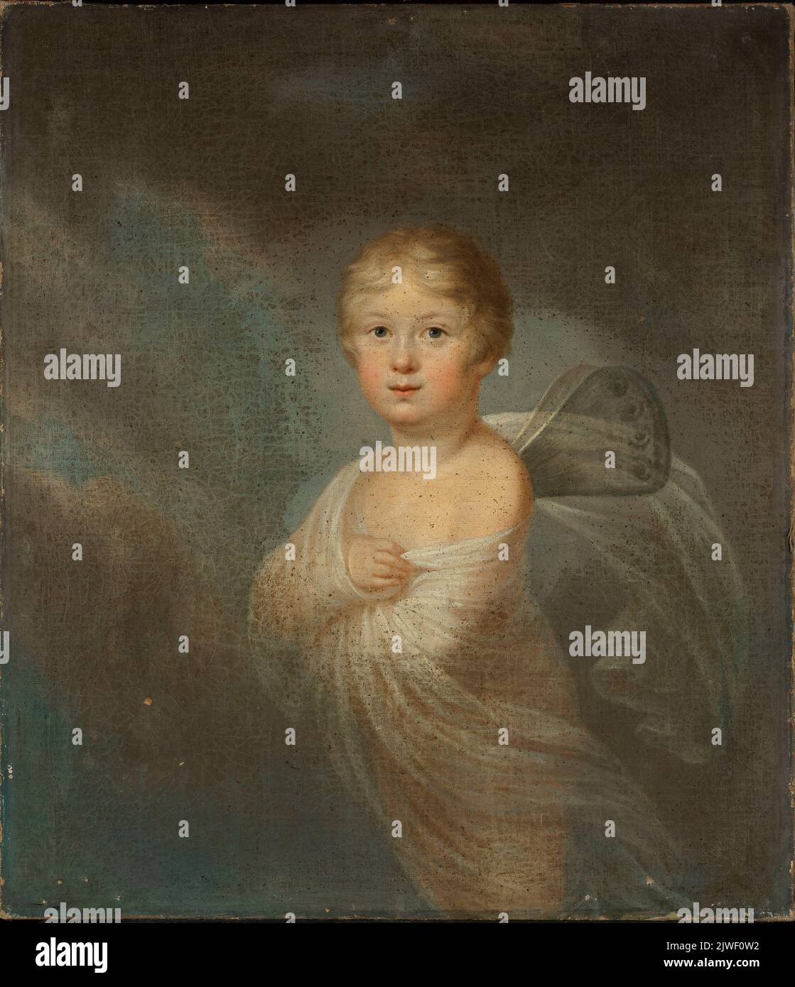 Portrait of a child as a cupid. nieznany malarz polski, painter Stock ...
