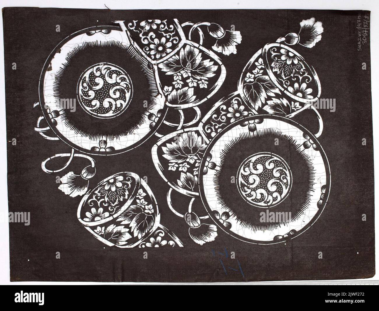 Katagami stencil; tsuzumi drum pattern. unknown, author Stock Photo - Alamy