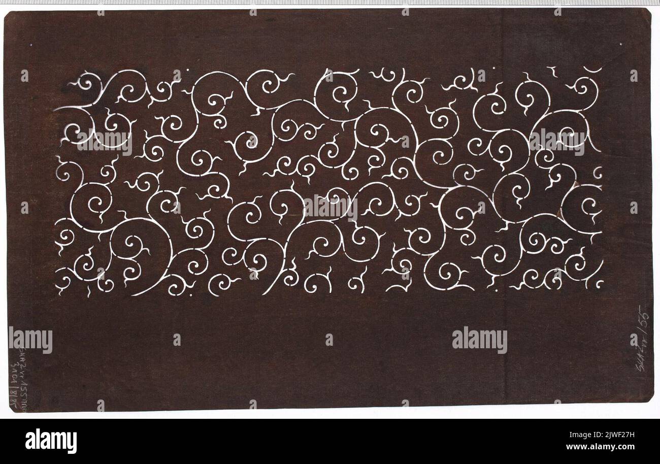 Katagami stencil; karakusa pattern (stylized floral vine). unknown ...