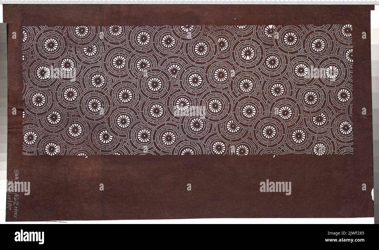 Katagami stencil; overlapping circles and chrysanthemum rosettes ...