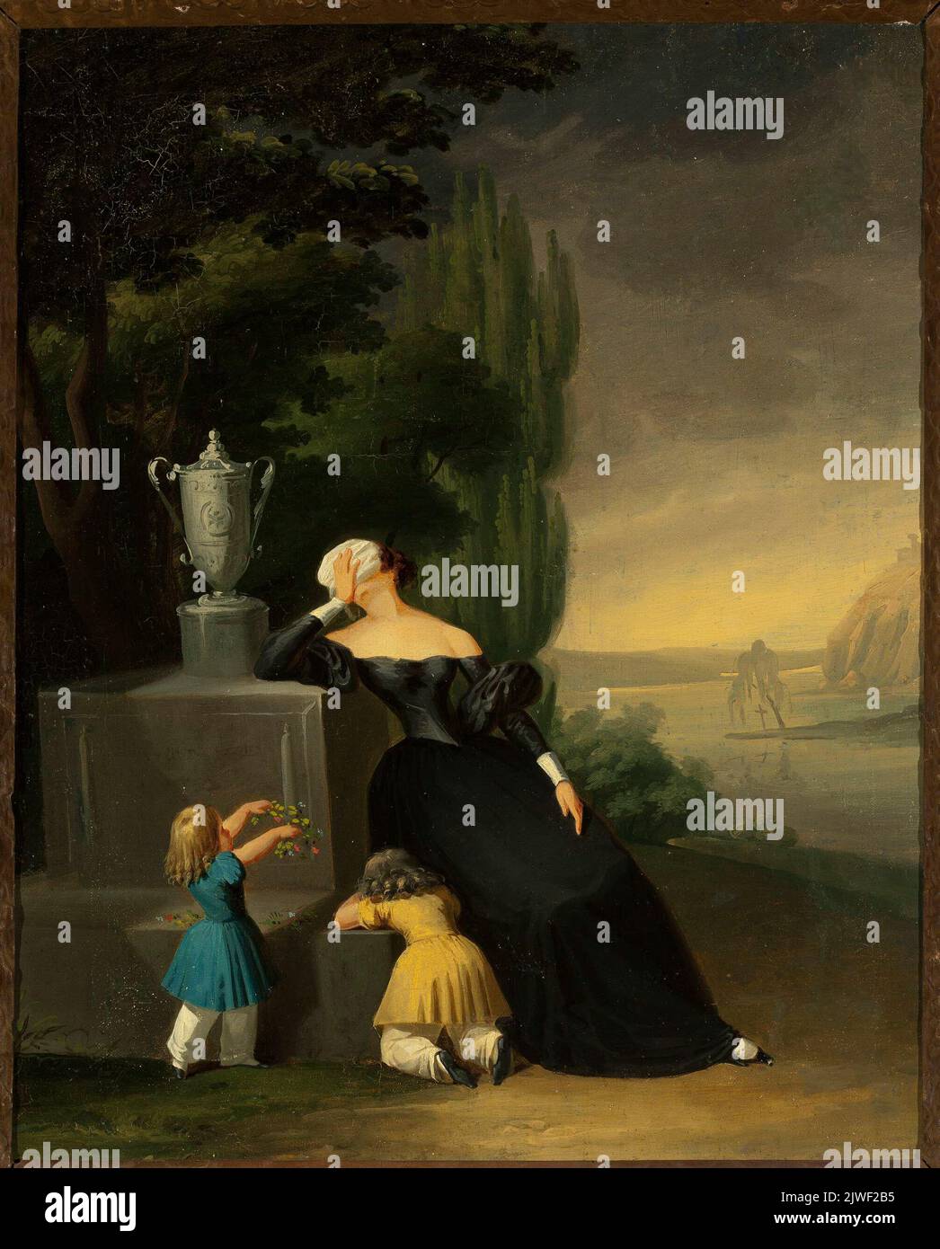Widow with a child at her husband's grave. Smokowski, Wincenty (1797 ...