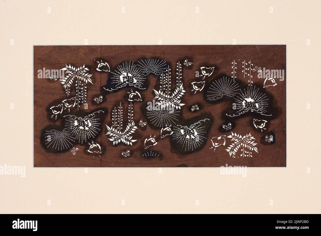 Ise-katagami stencil; pattern of loosely arranged, stylized branches of ...