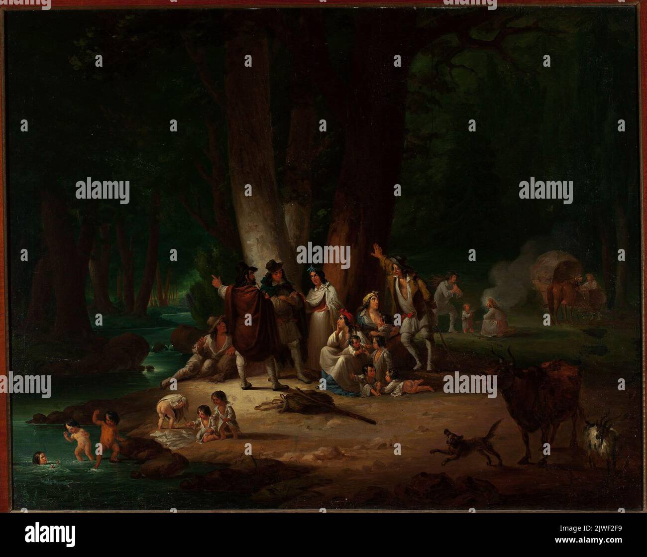 Gipsy camp at waterside. Smokowski, Wincenty (1797-1876), painter Stock ...