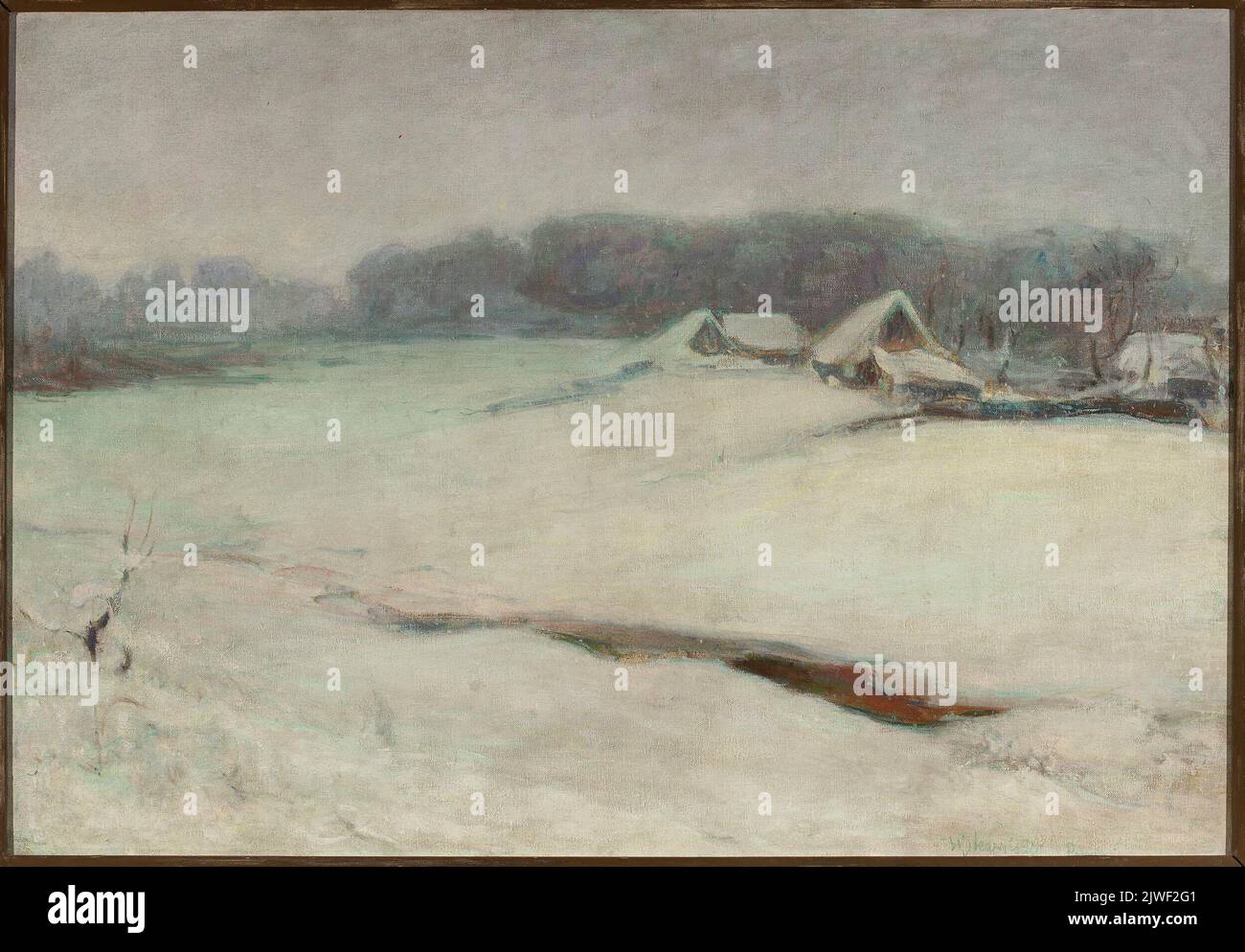 Winter landscape with cottages. Ślewiński, Władysław (1856-1918 ...
