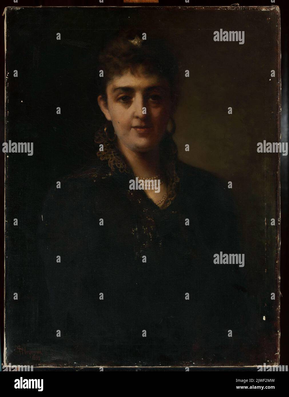 Portrait of a woman. Heyman, Stanisław (1843-1915), painter Stock Photo ...