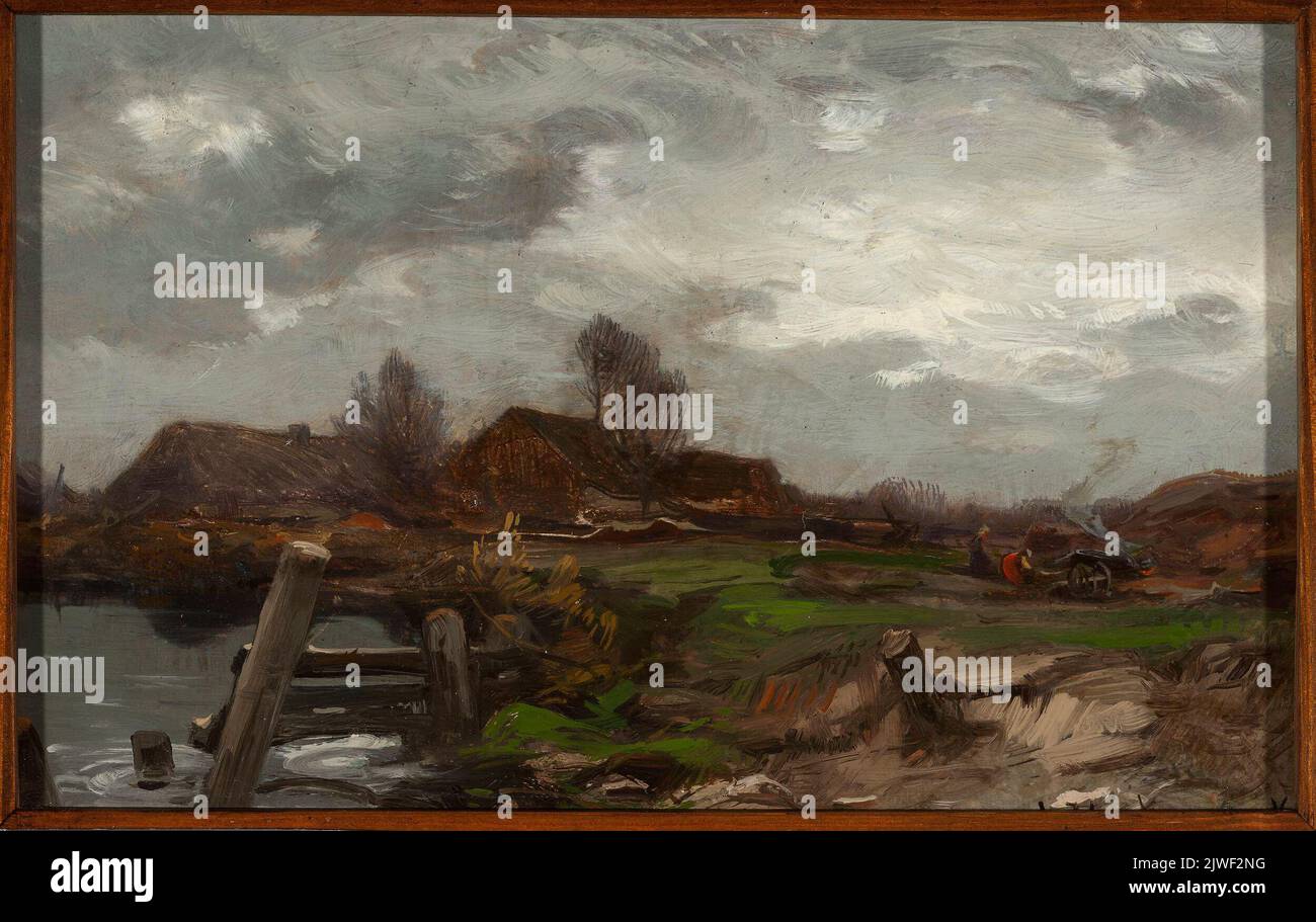 Landscape – Cottages at waterside. Kochanowski, Roman Kazimierz (1857 ...