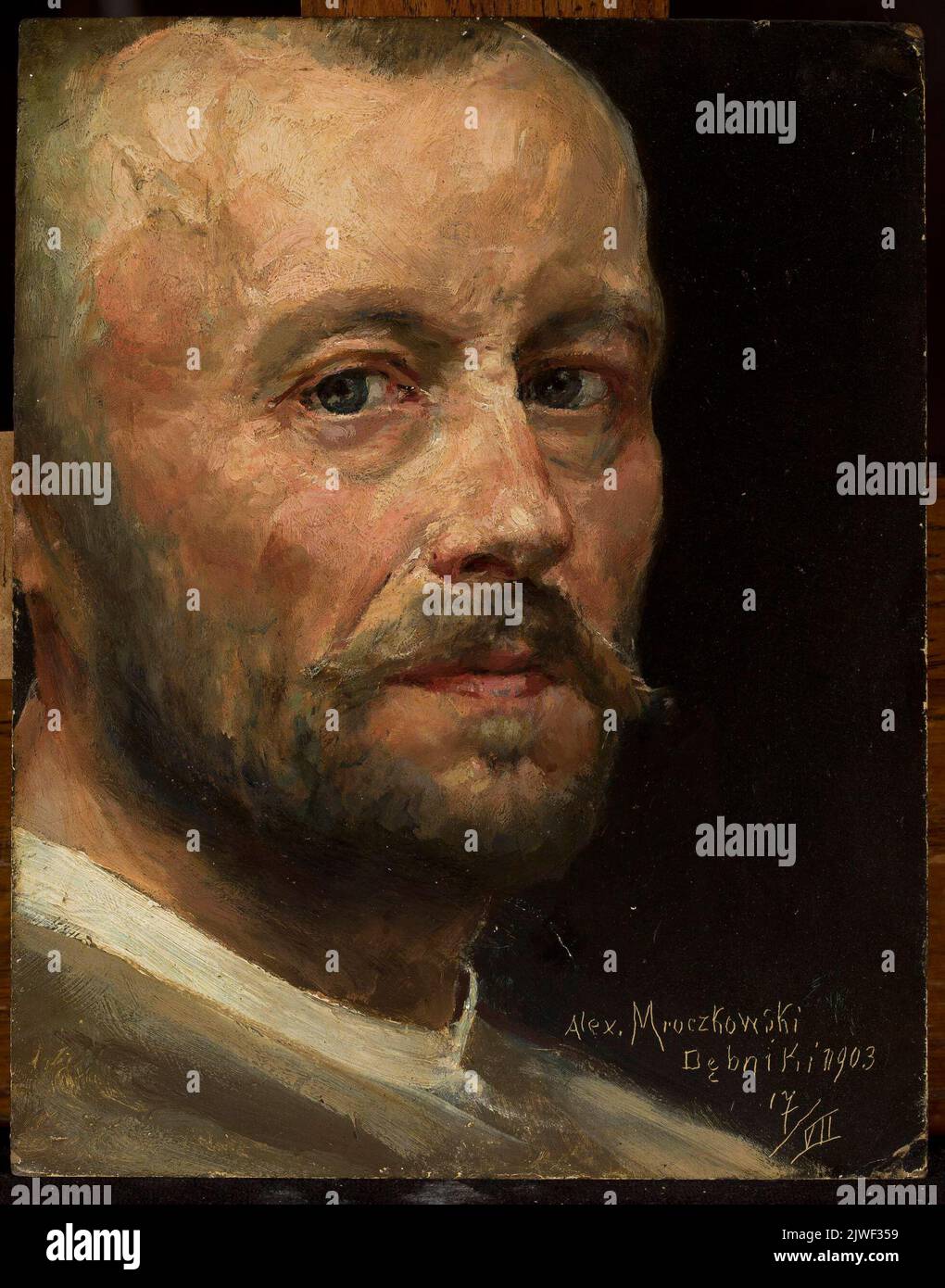 Self-portrait. Mroczkowski, Aleksander (1850-1927), painter Stock Photo ...