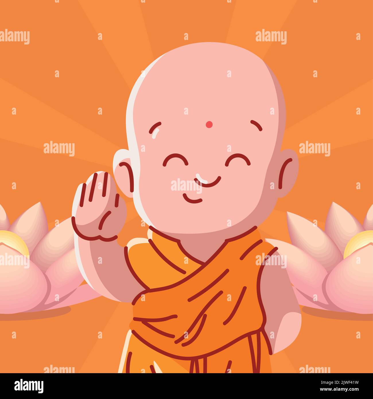 buddhist monk and lotus flower Stock Vector Image & Art - Alamy