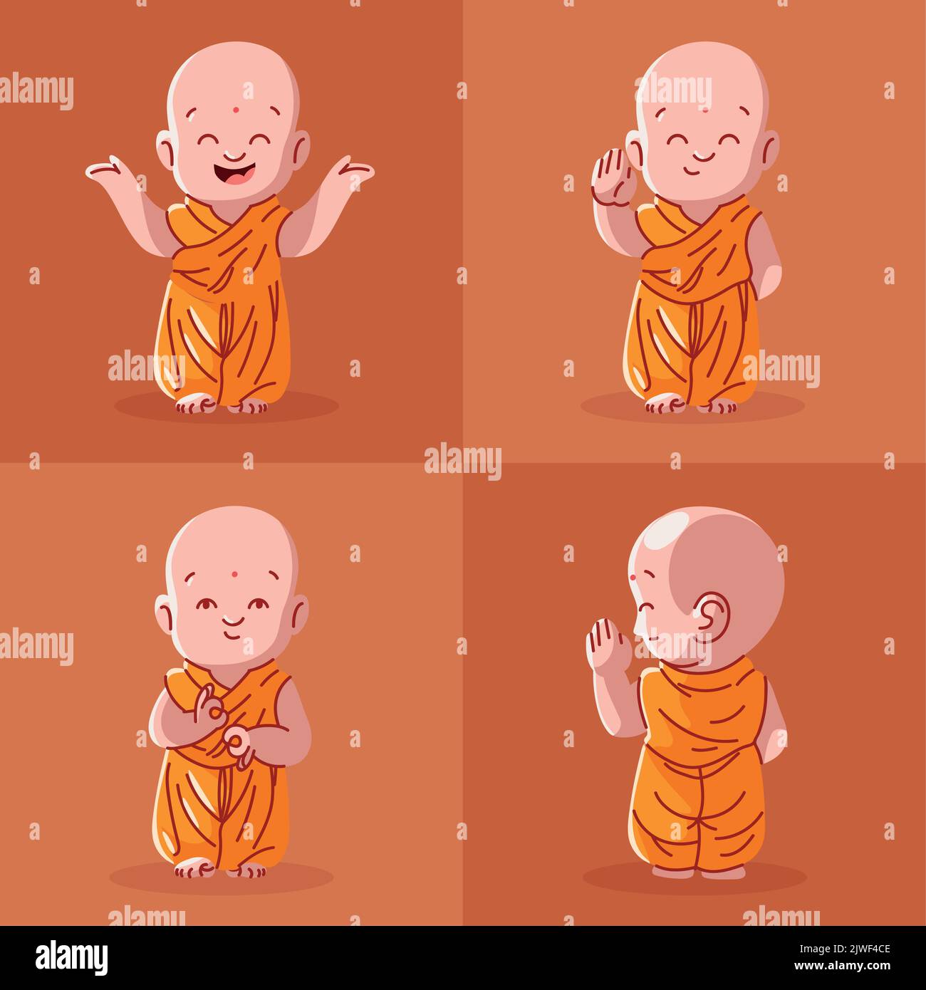 buddhist cute monks Stock Vector Image & Art - Alamy