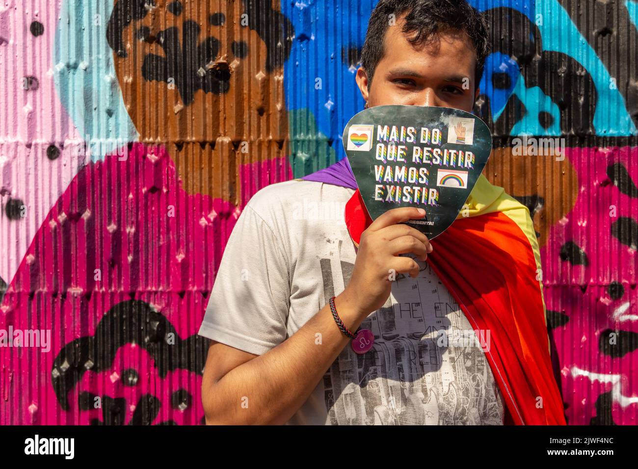 Goiânia, Goias, Brazil – September 05, 2022: A boy holding a fan with ...