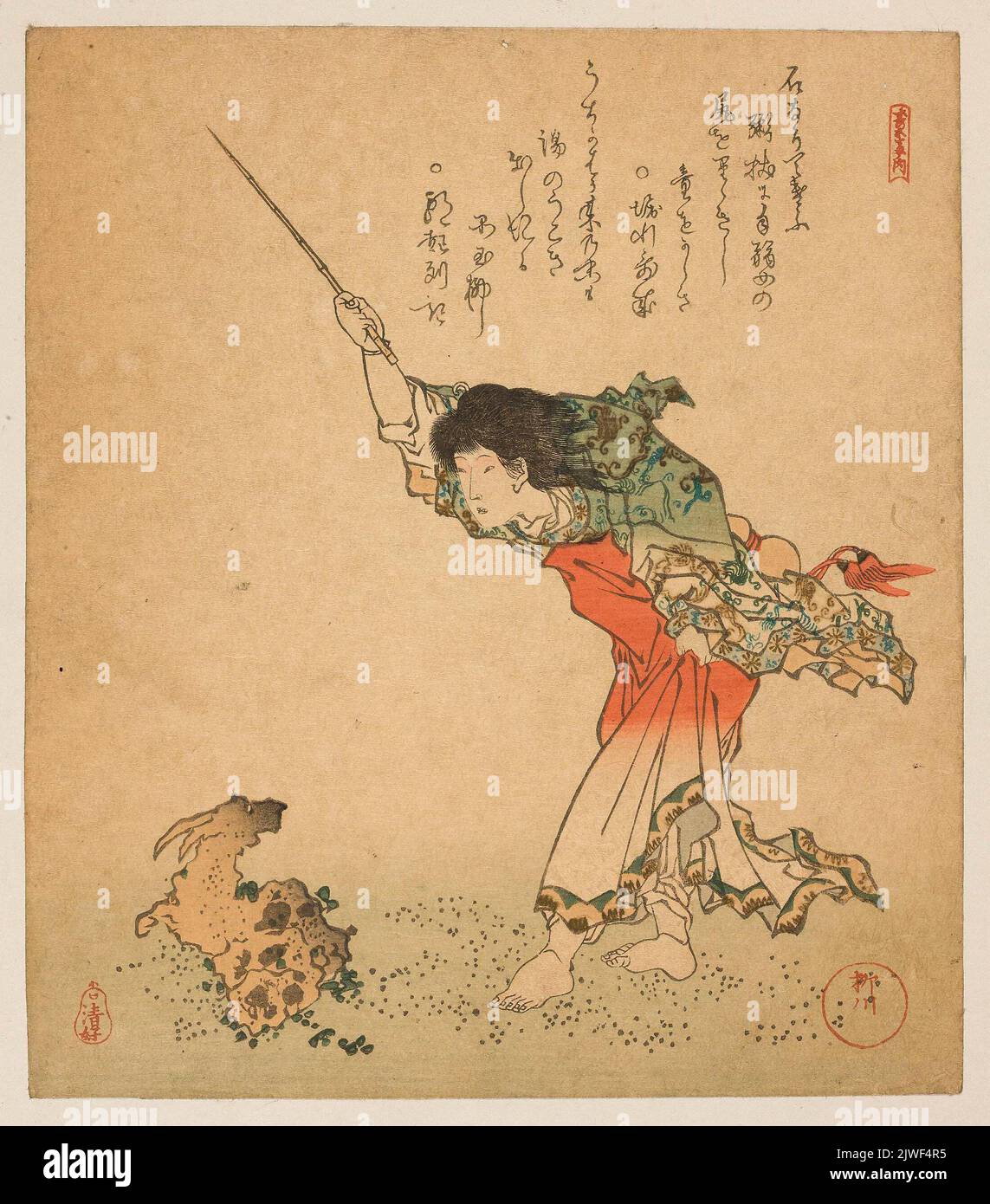 The Taoist Immortal Huang Zhuping (Kôshôhei) changing a stone into a ...