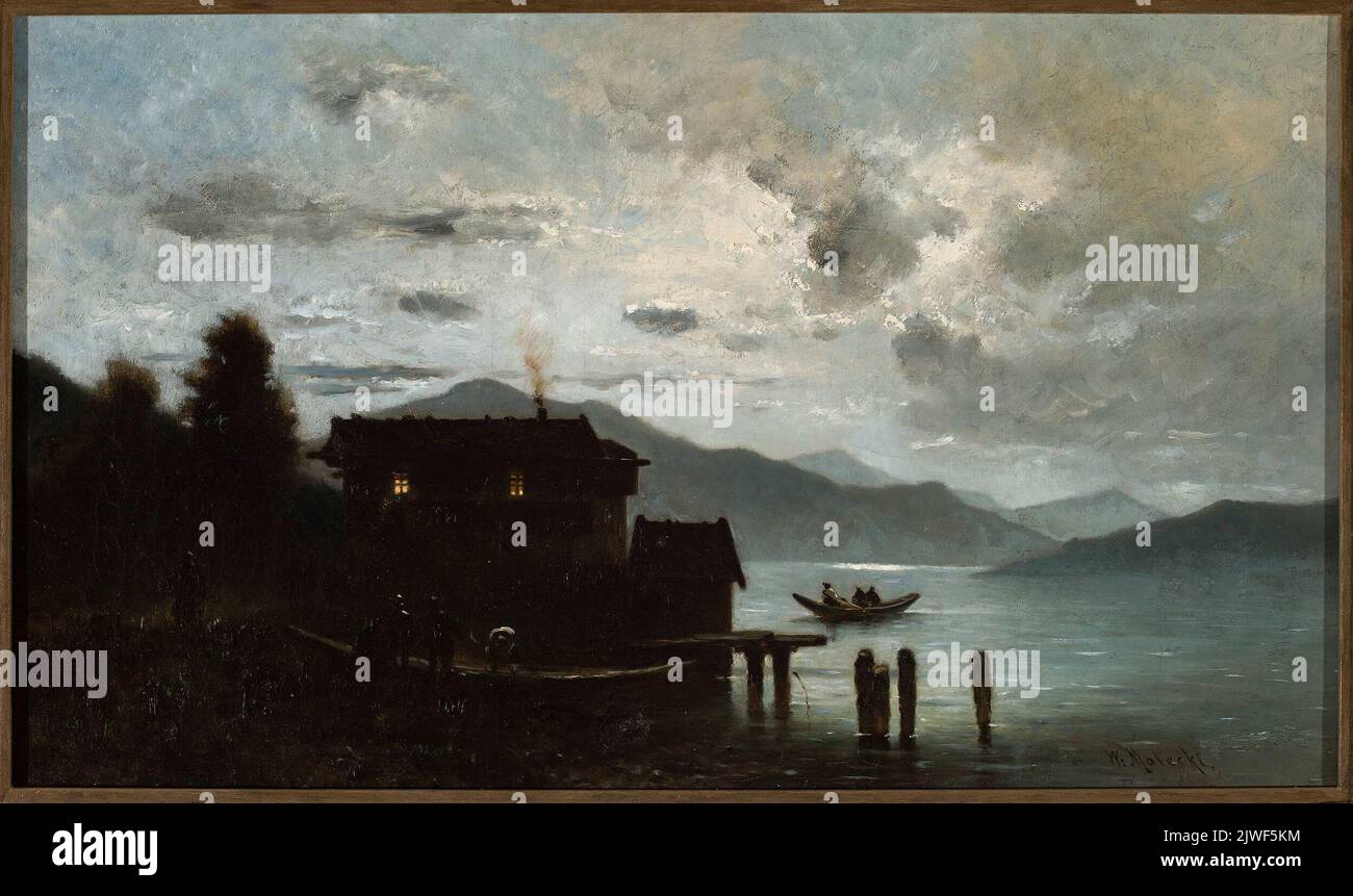 Mountain lake at night. Malecki, Władysław Aleksander (1836-1900 ...