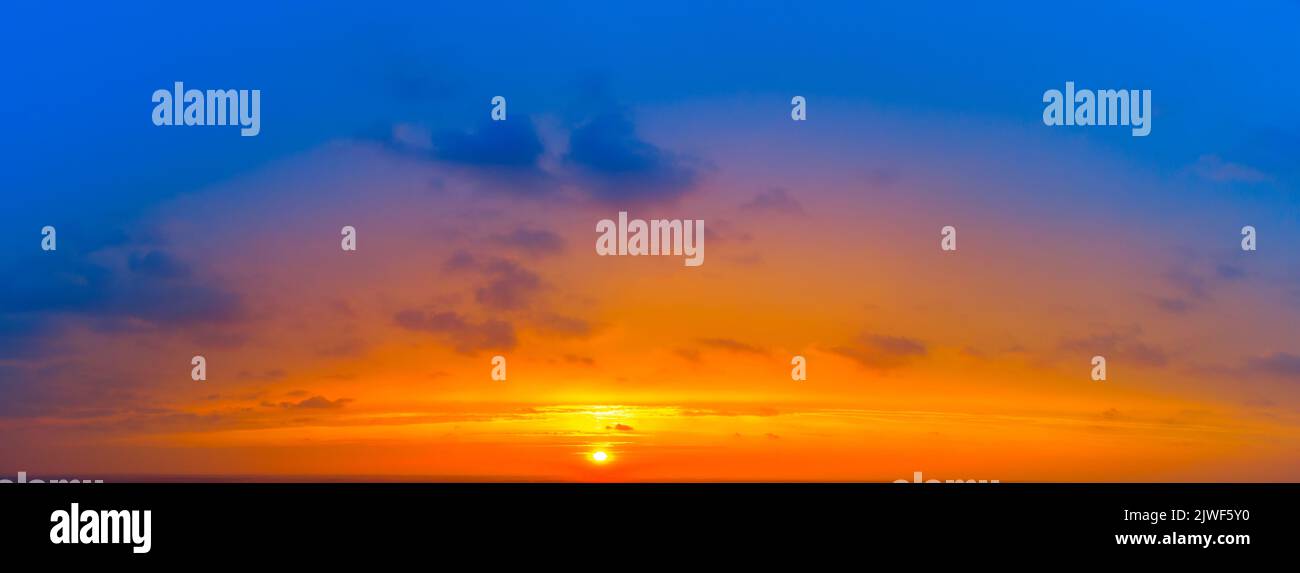 Yellow blue sunset sky. Beautiful abstract sky landscape background ...