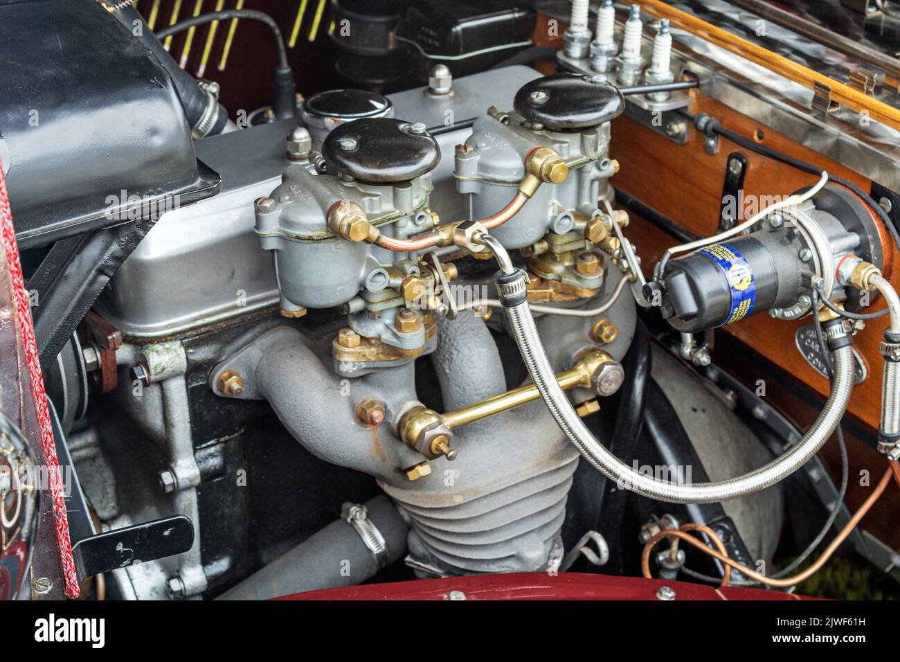 1934 Singer Le Mans engine. Hoghton Tower Classic Car Show 2022 Stock ...