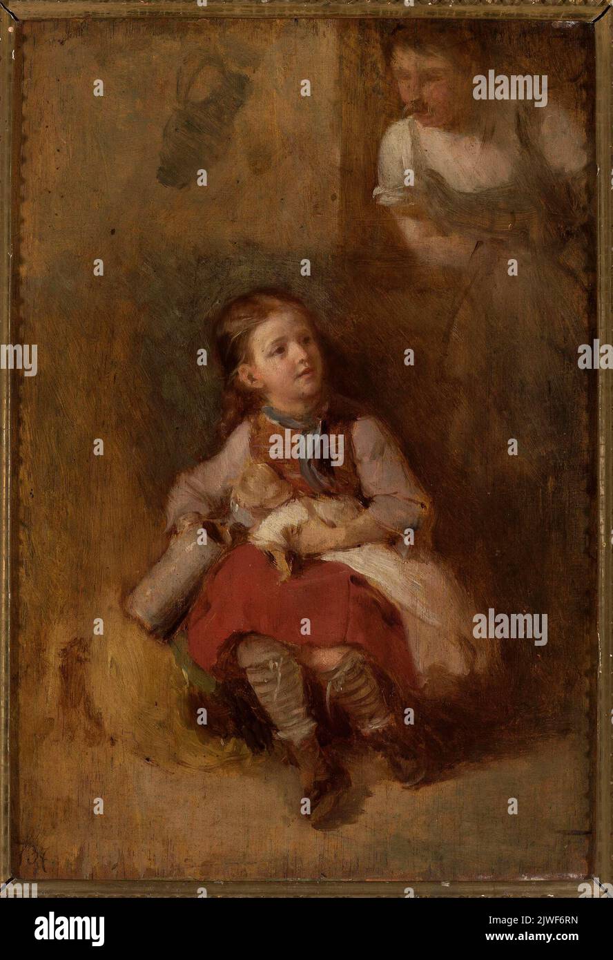 Girl with a doll. Kotsis Aleksander, painter Stock Photo - Alamy