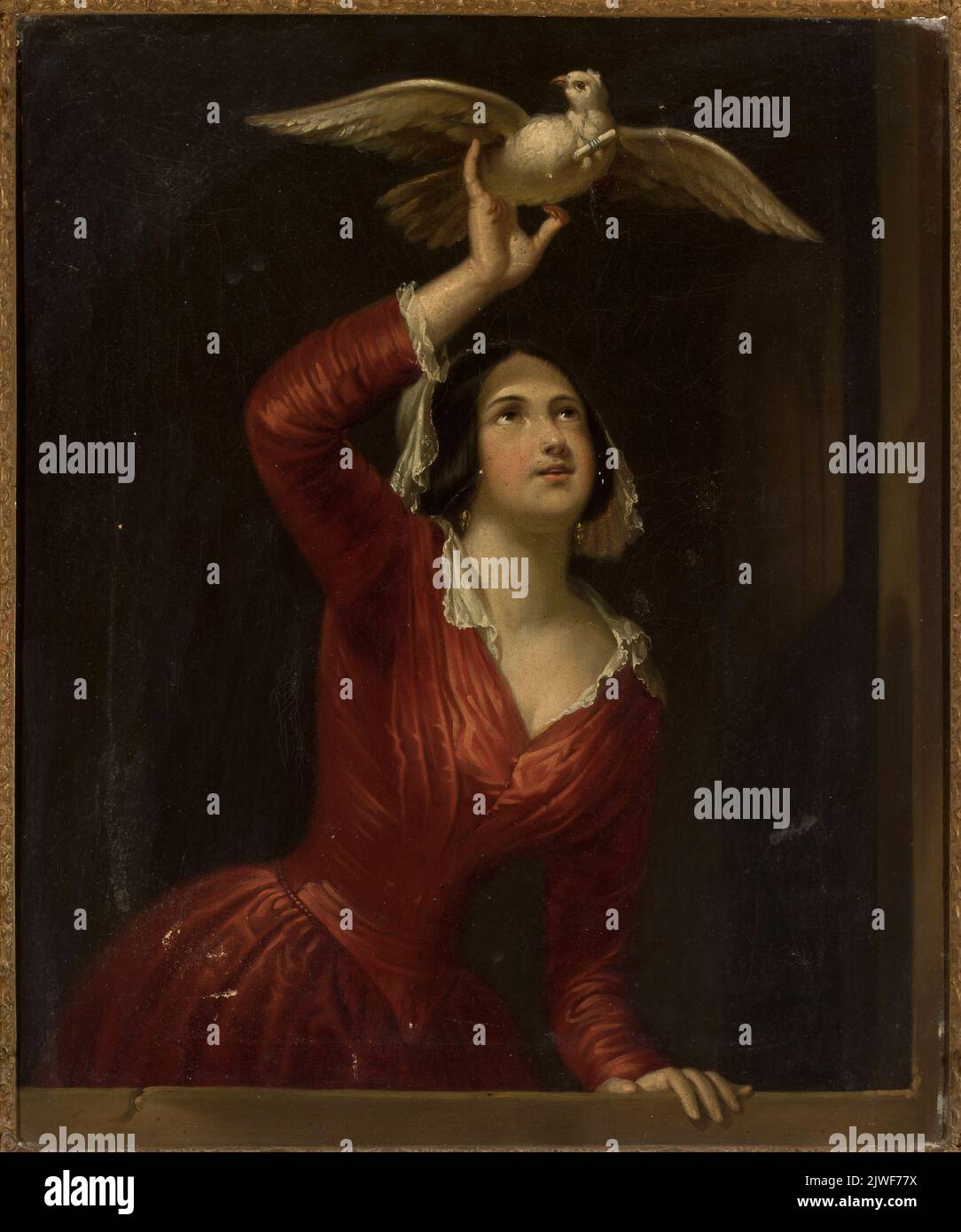 Girl with a dove. unknown, painter Stock Photo - Alamy