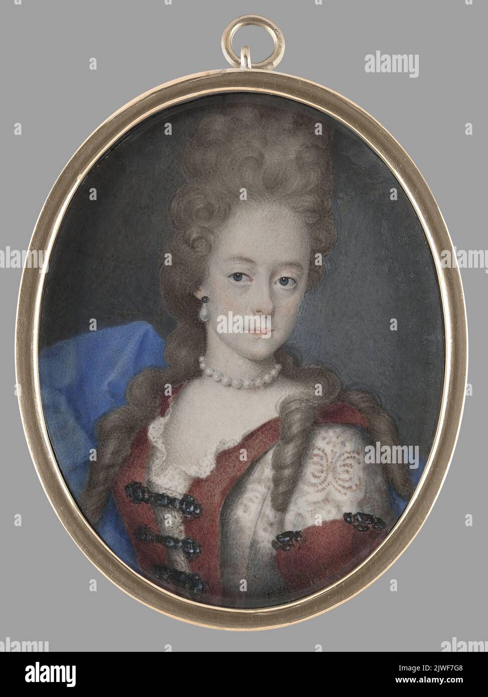 Portret damy w naszyjniku z pereł. unknown, painter Stock Photo - Alamy