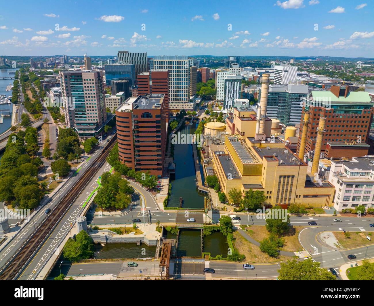 Cambridge Kendall Square modern city skyline aerial view, Cambridge ...