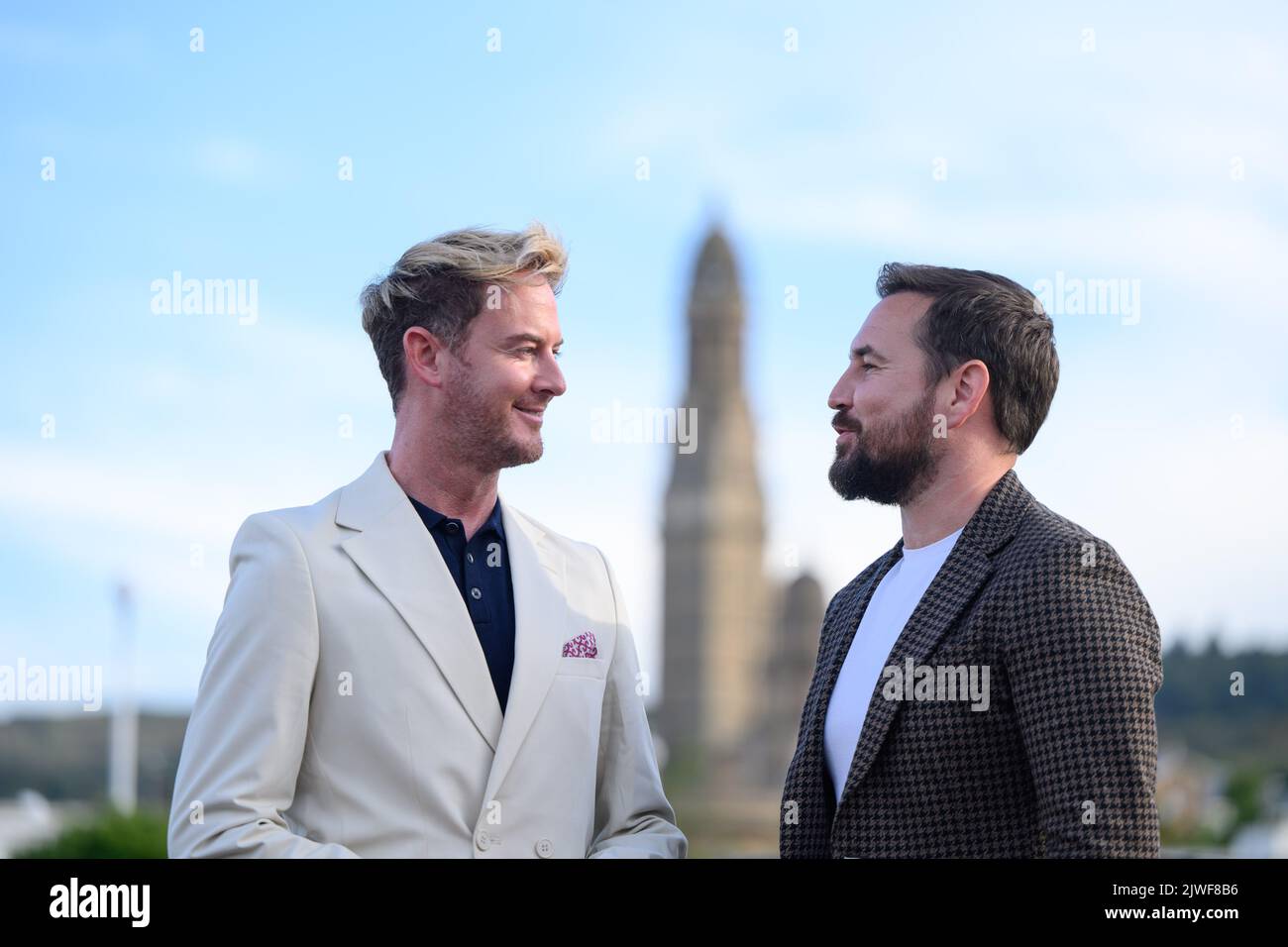 Phil MacHugh (left) and Martin Compston at the Waterfront Cinema in ...