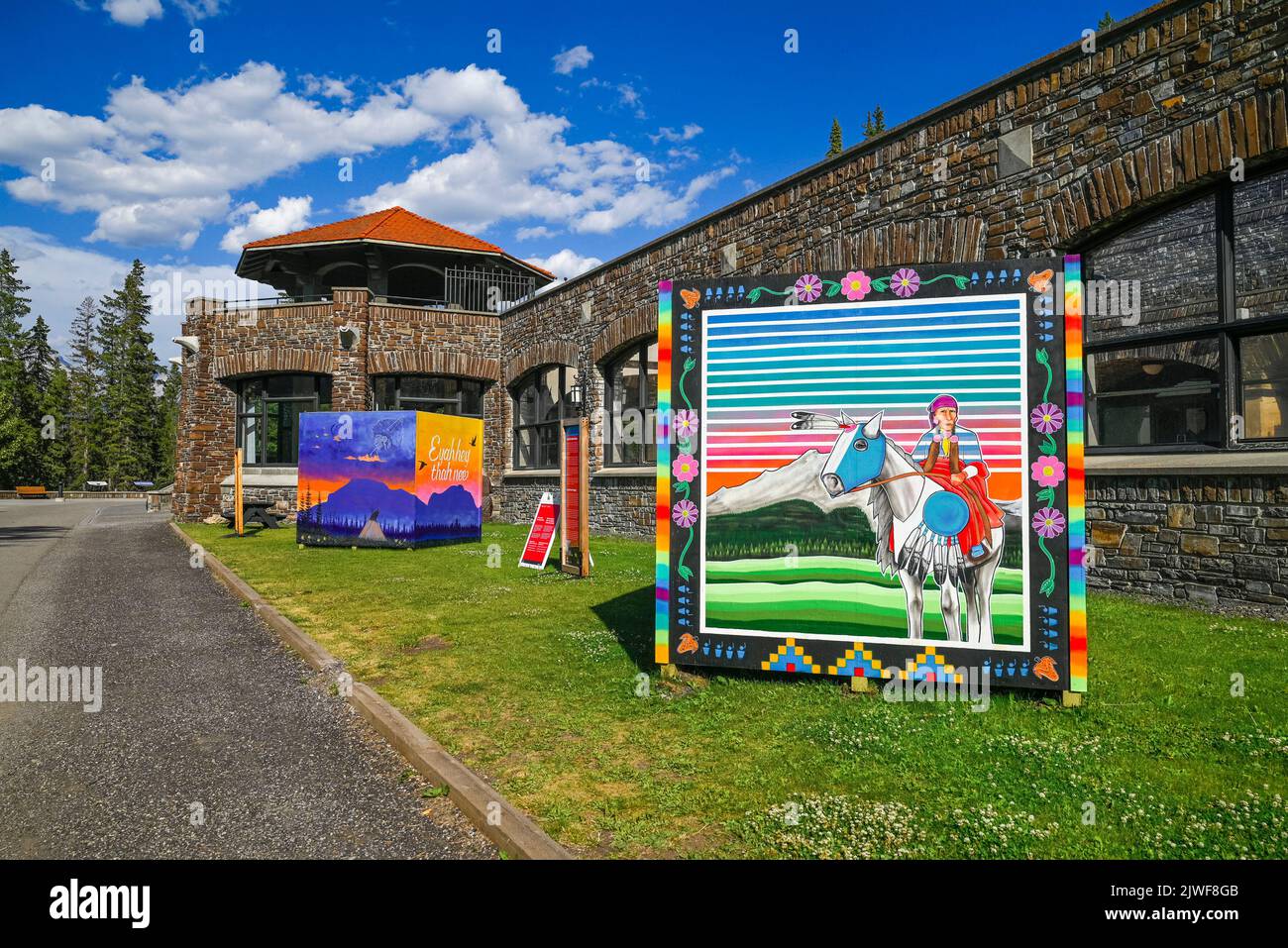 First Nations mural boxes, exterior Cave and Basin National Historic ...