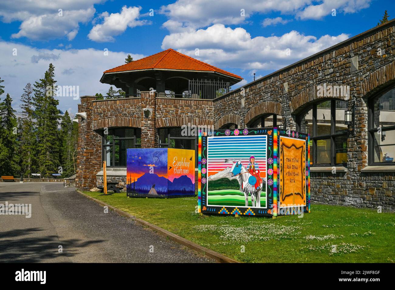 First Nations mural boxes, exterior Cave and Basin National Historic ...