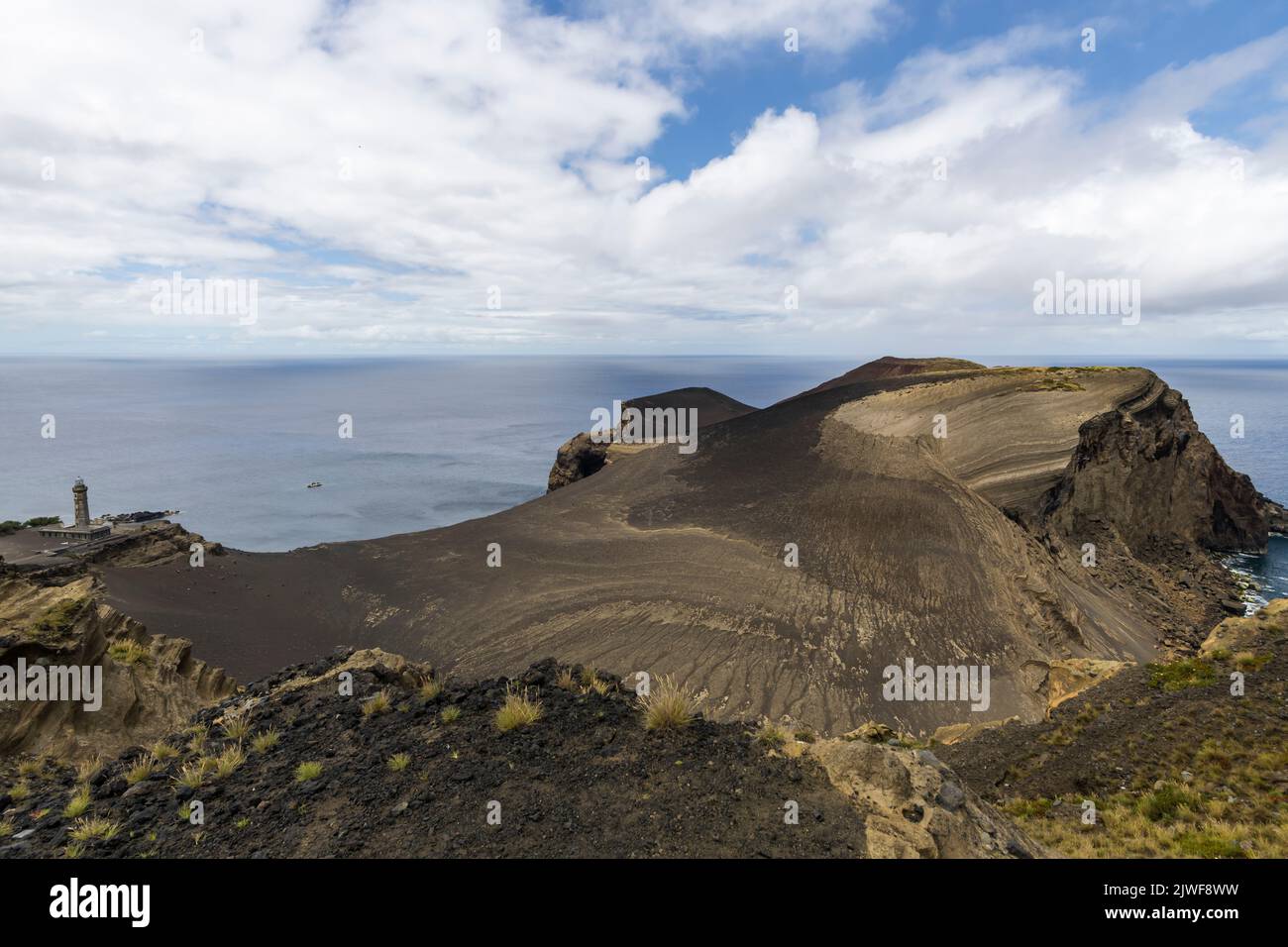 Destroyed lighthouse at Capelinhos Volcano on Faial Island, Azores ...