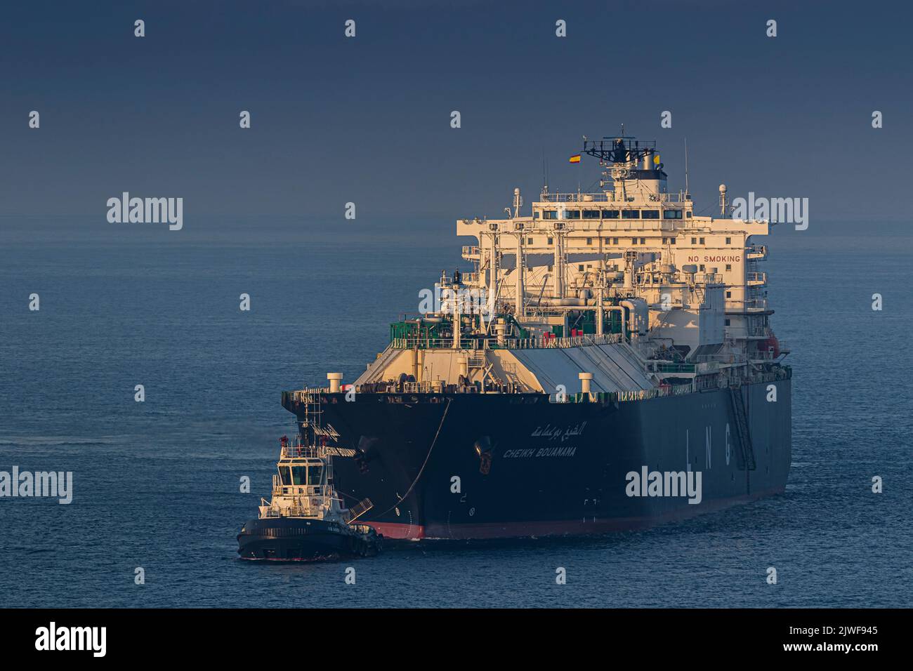 Cartagena, Spain. The Cheikh Bouamama gas ship in the Valle de ...